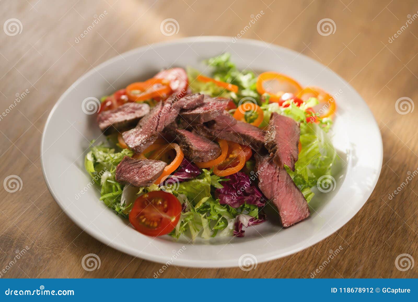 Salad with Sliced Filet Mignon Steak Stock Photo - Image of dish ...
