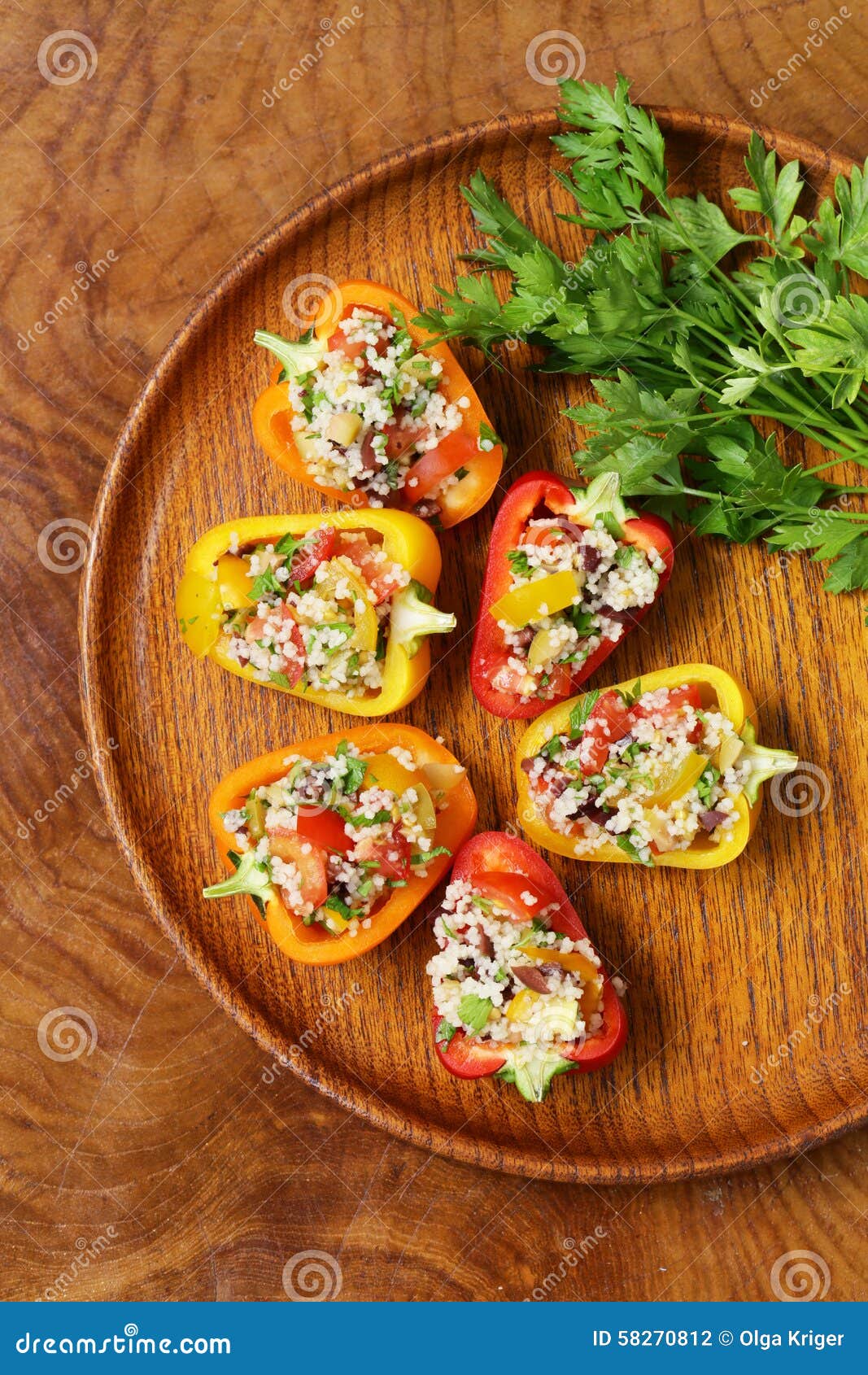 Salad Snack Bell Peppers Stuffed Couscous with Vegetables Stock Photo ...
