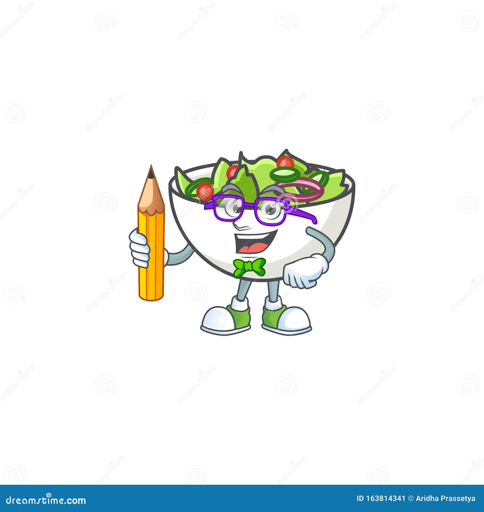Salad of Student Holding Pencil Character in the Cartoon Stock Vector ...