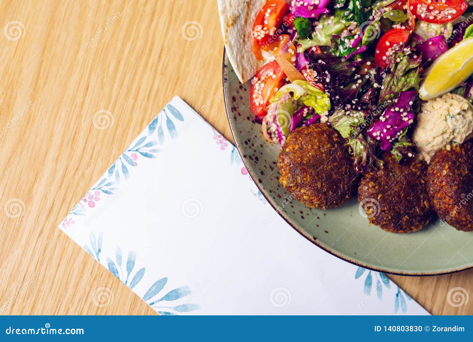 Salad on Table with Customer in Cafe Stock Photo - Image of food ...