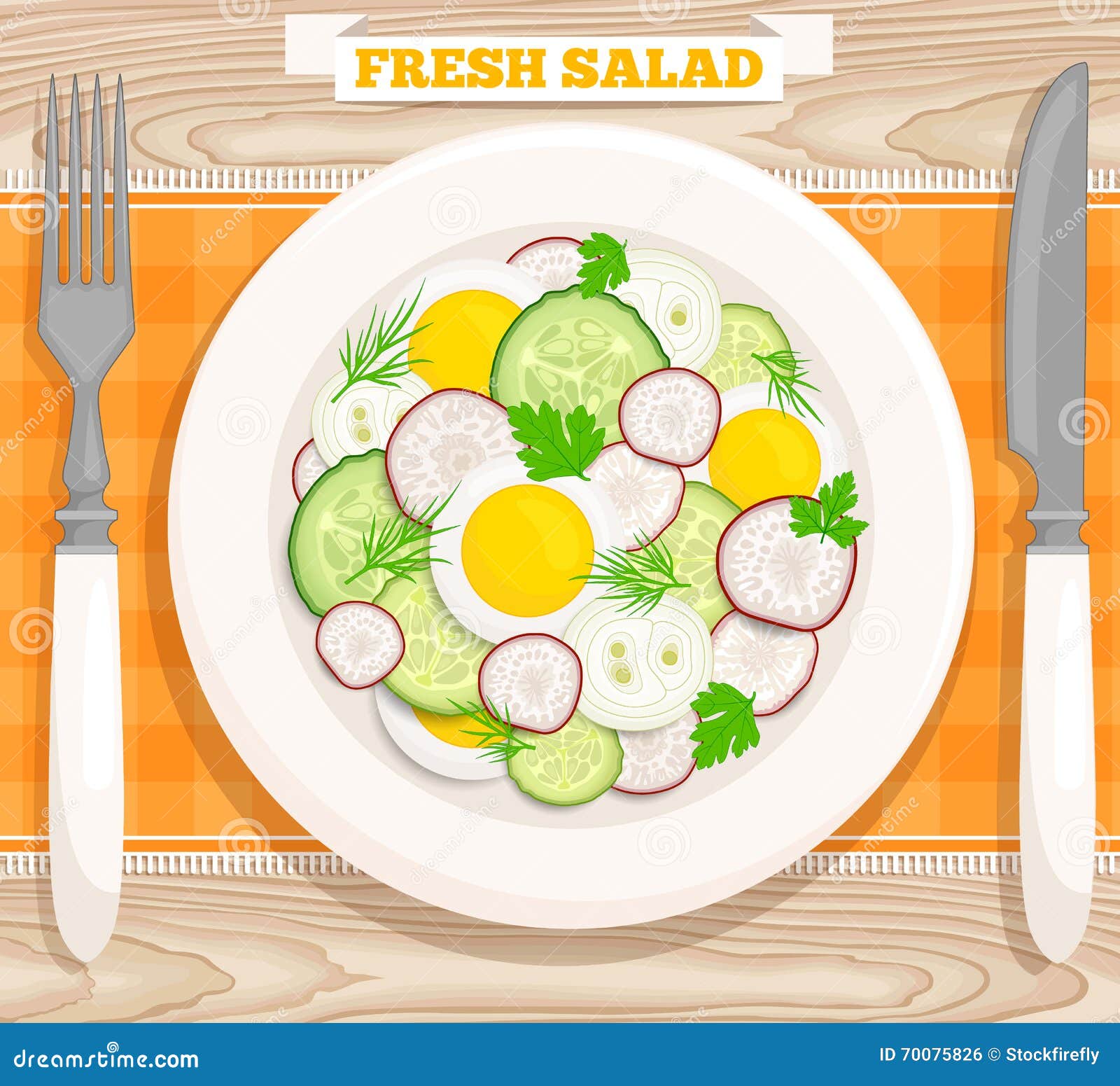 Salad Top View. Vector Illustration Stock Vector - Illustration of ...