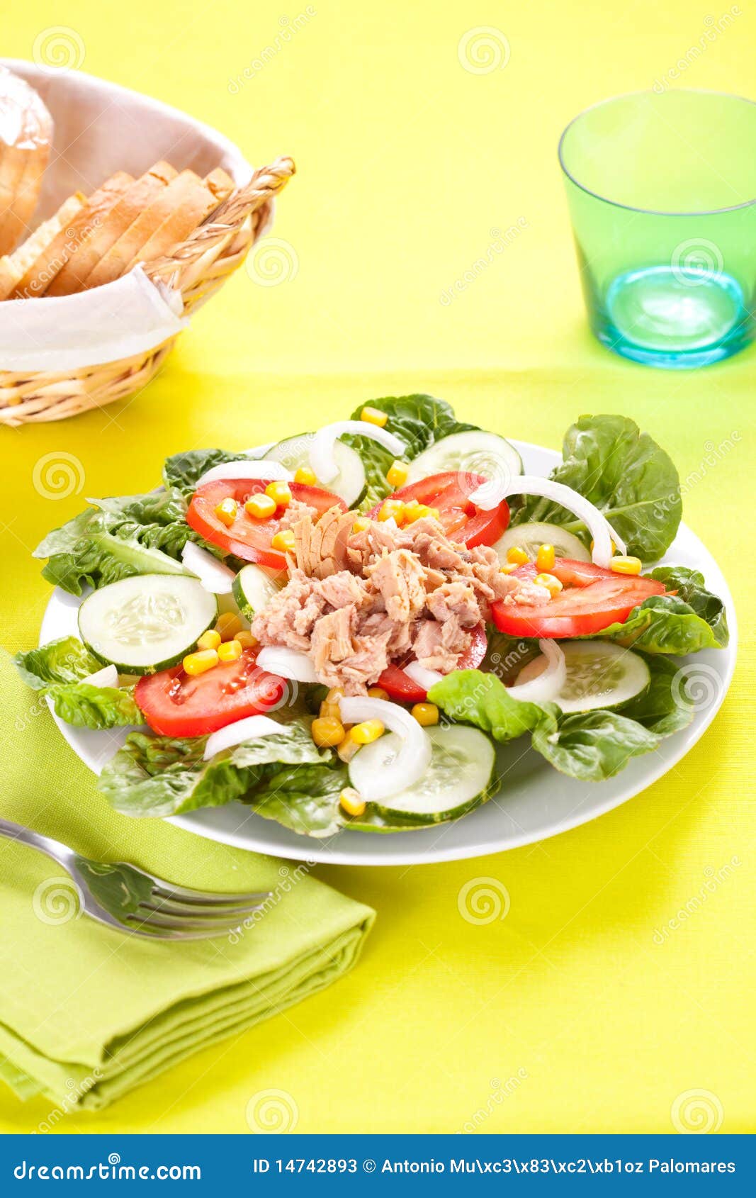 Salad Tuna Tomato Corn and Onion Stock Image - Image of snack, food ...