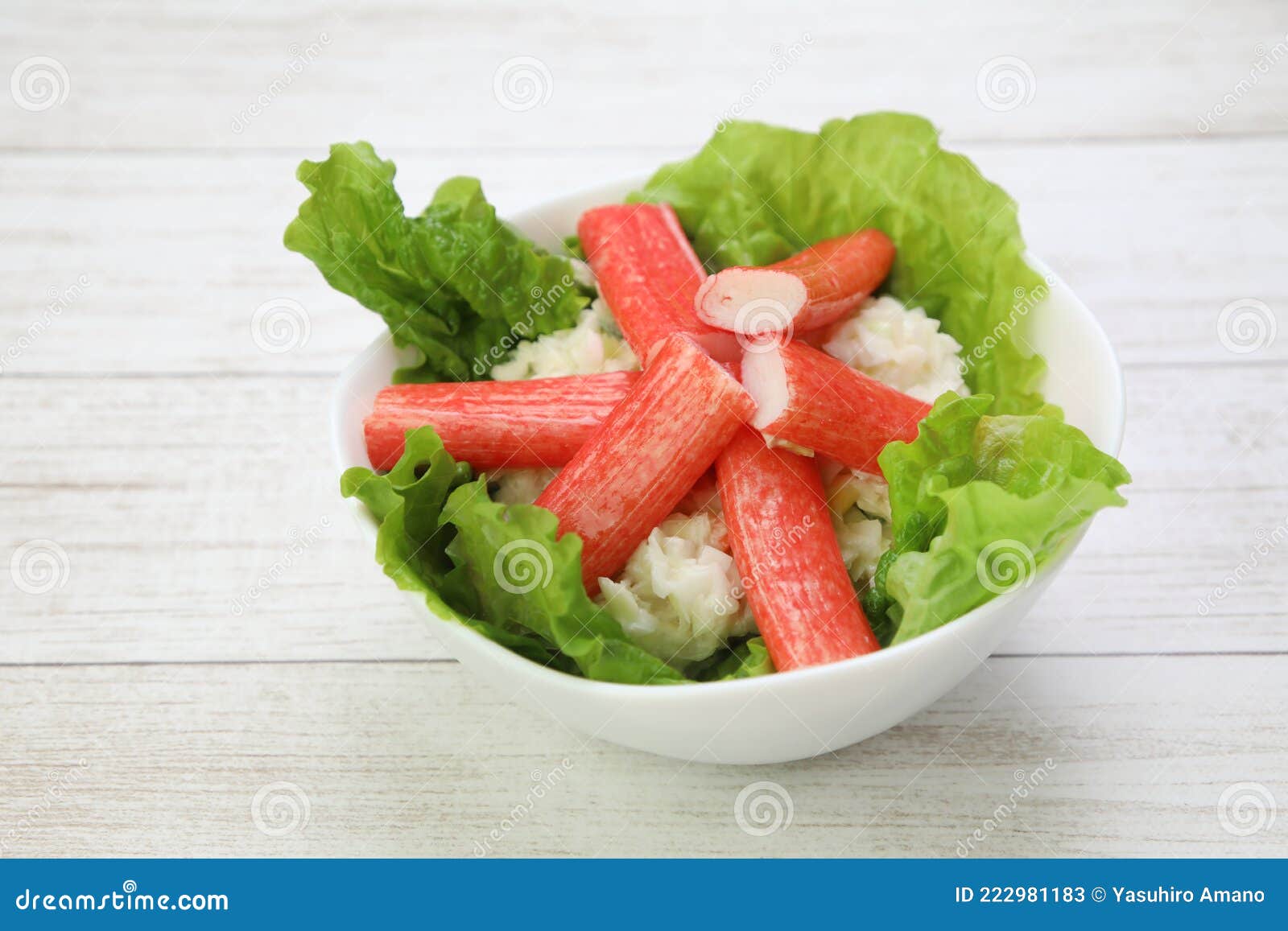 Salad Using the Surimi of the Crab Flavor Stock Image - Image of white ...