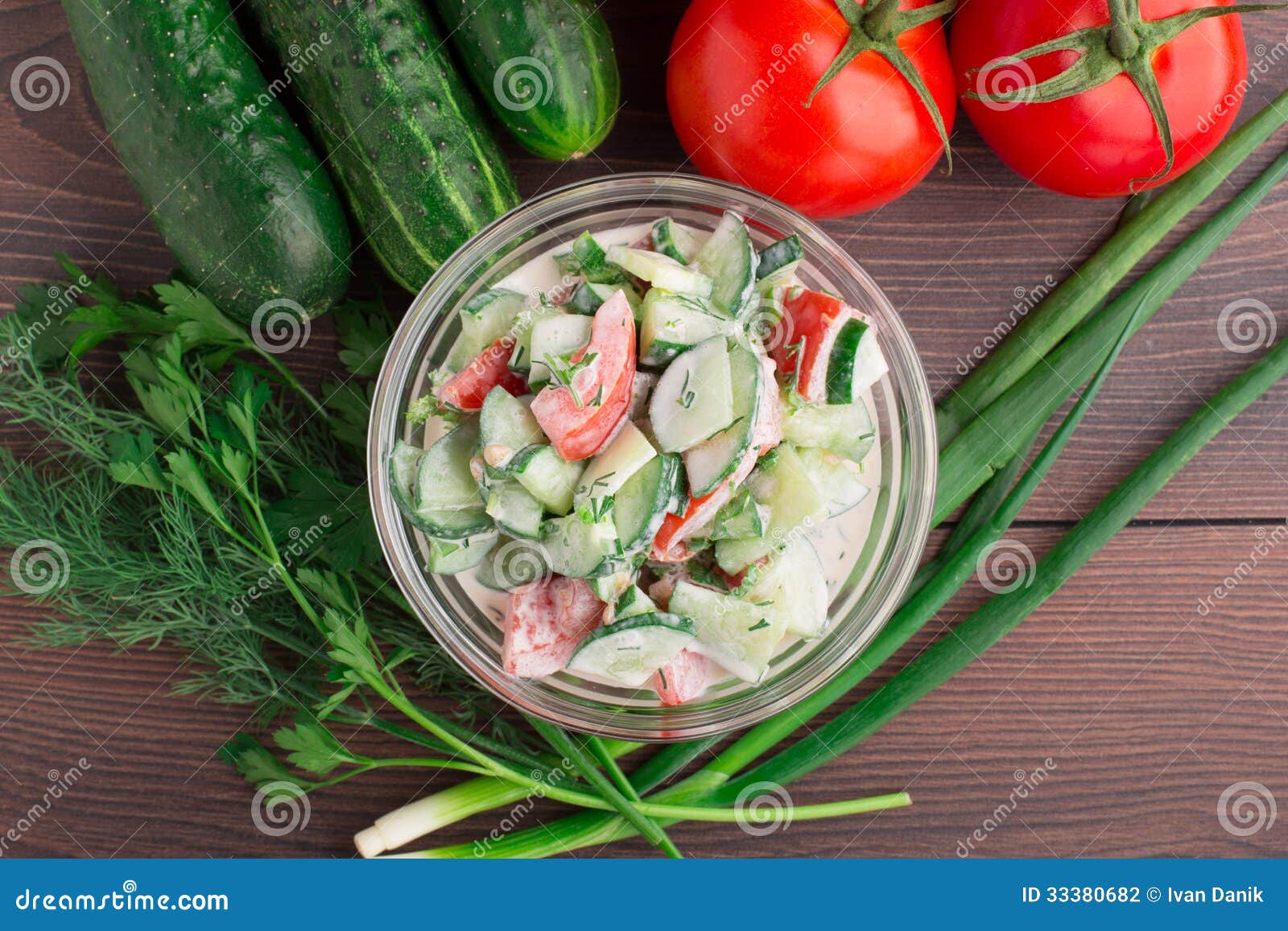 Salad with Vegetables and Cream Sause Stock Photo - Image of green ...