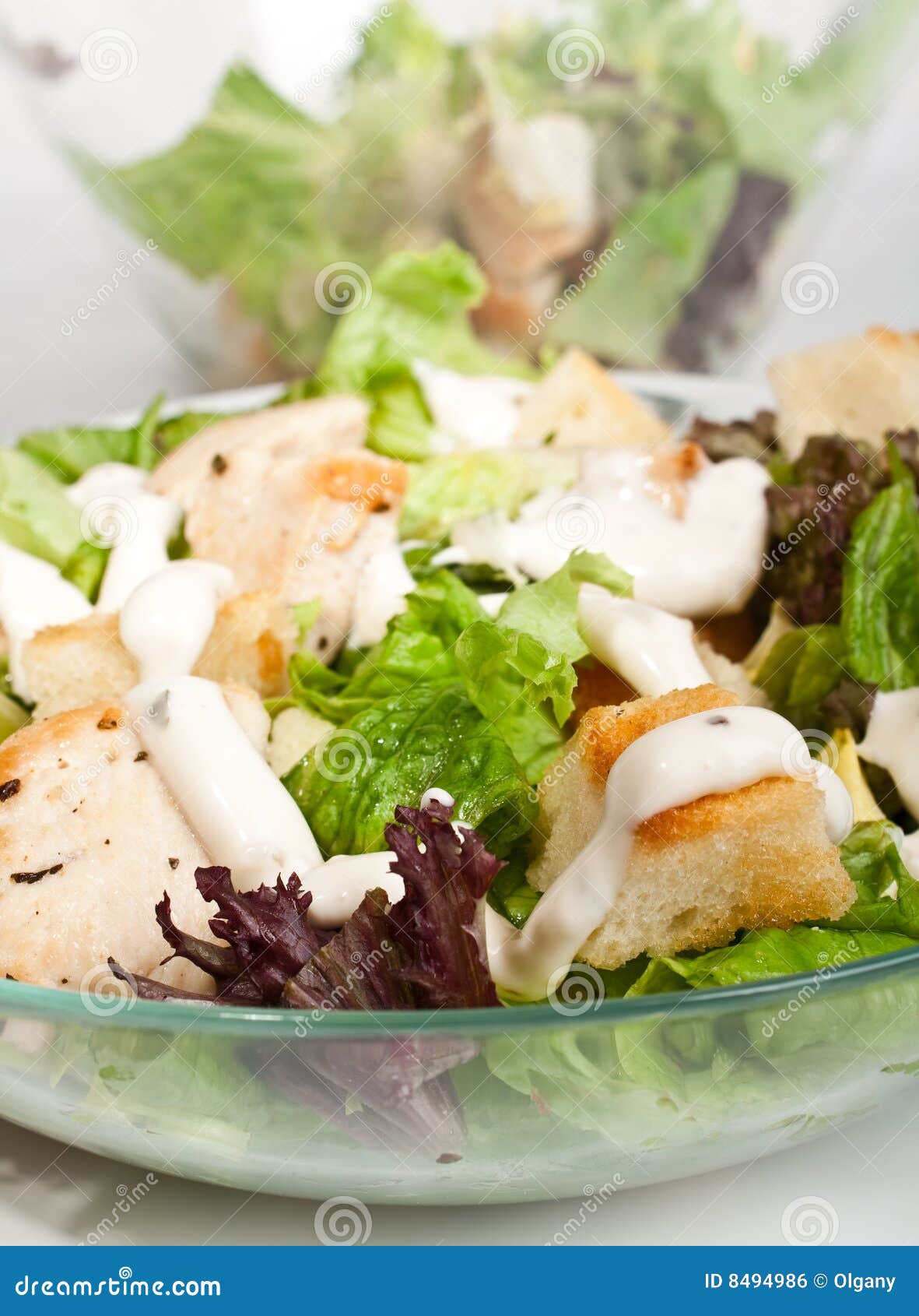 Salada De Caesar Tradicional Foto de Stock - Imagem de fundo, fresco ...