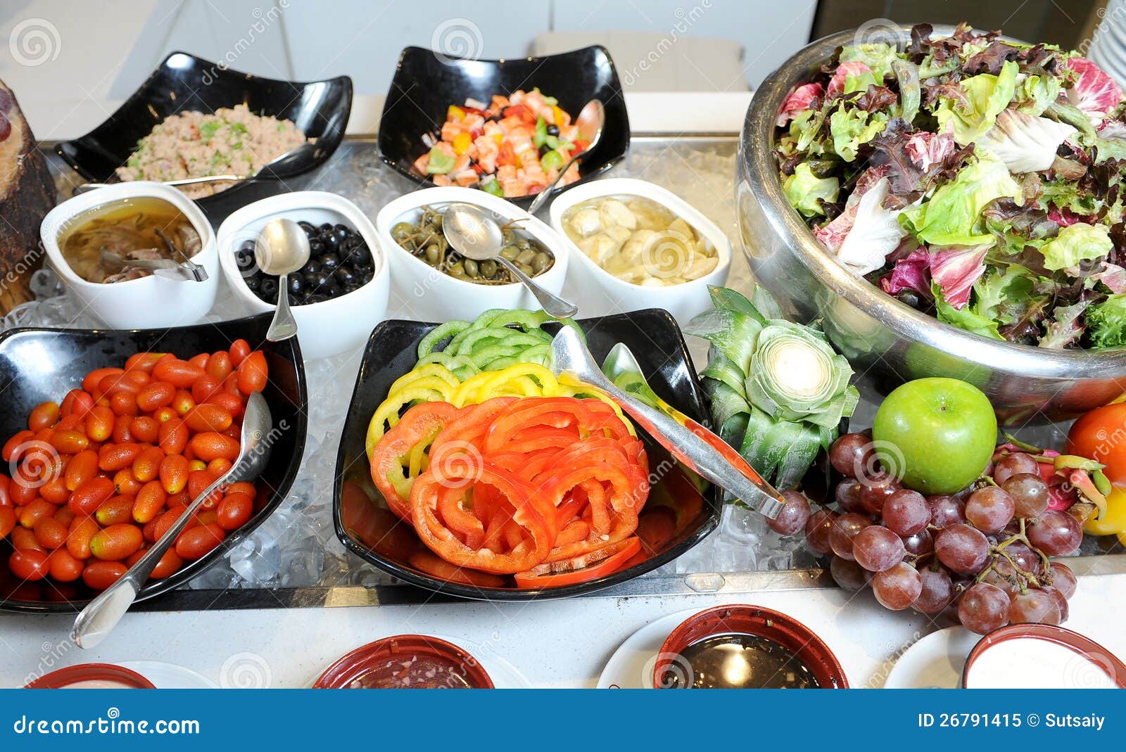 Salads at a buffet bar stock image. Image of green, fresh - 26791415