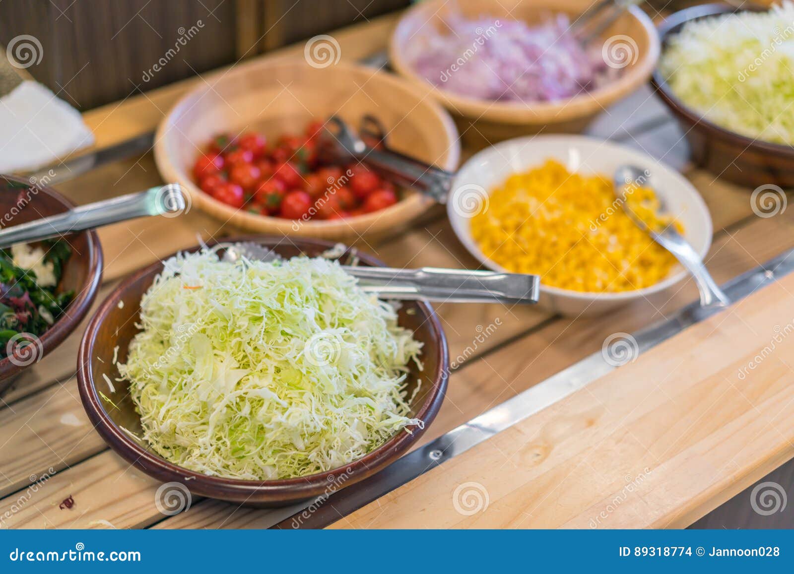 Salads on Buffet Table at Restaurant . Stock Photo - Image of meal ...