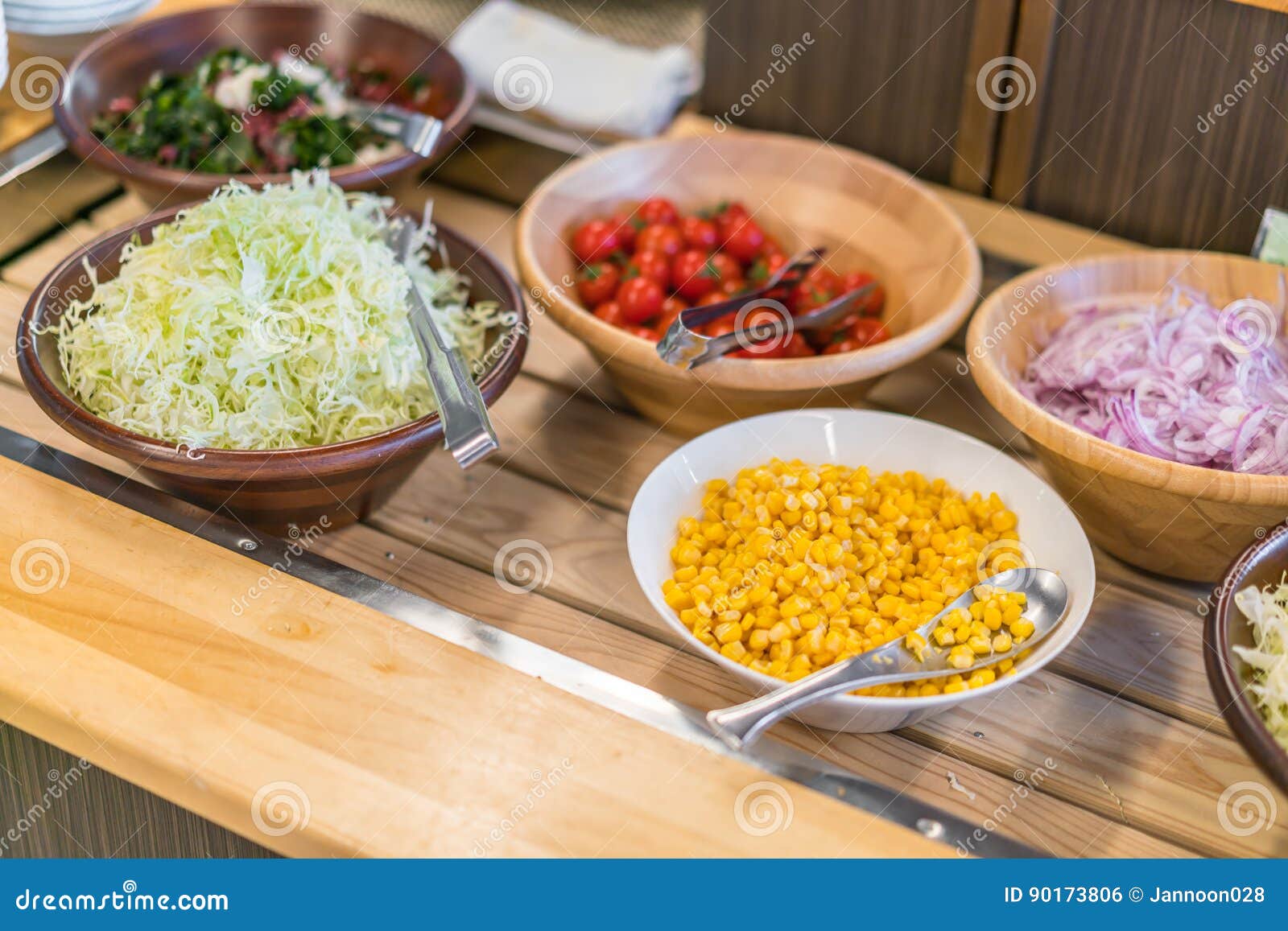 Salads on Buffet Table at Restaurant . Stock Photo - Image of variation ...