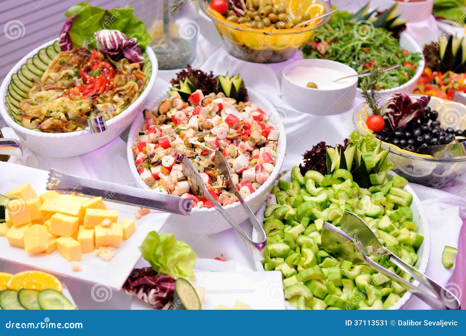 Salads on the party stock image. Image of restaurant - 37113531
