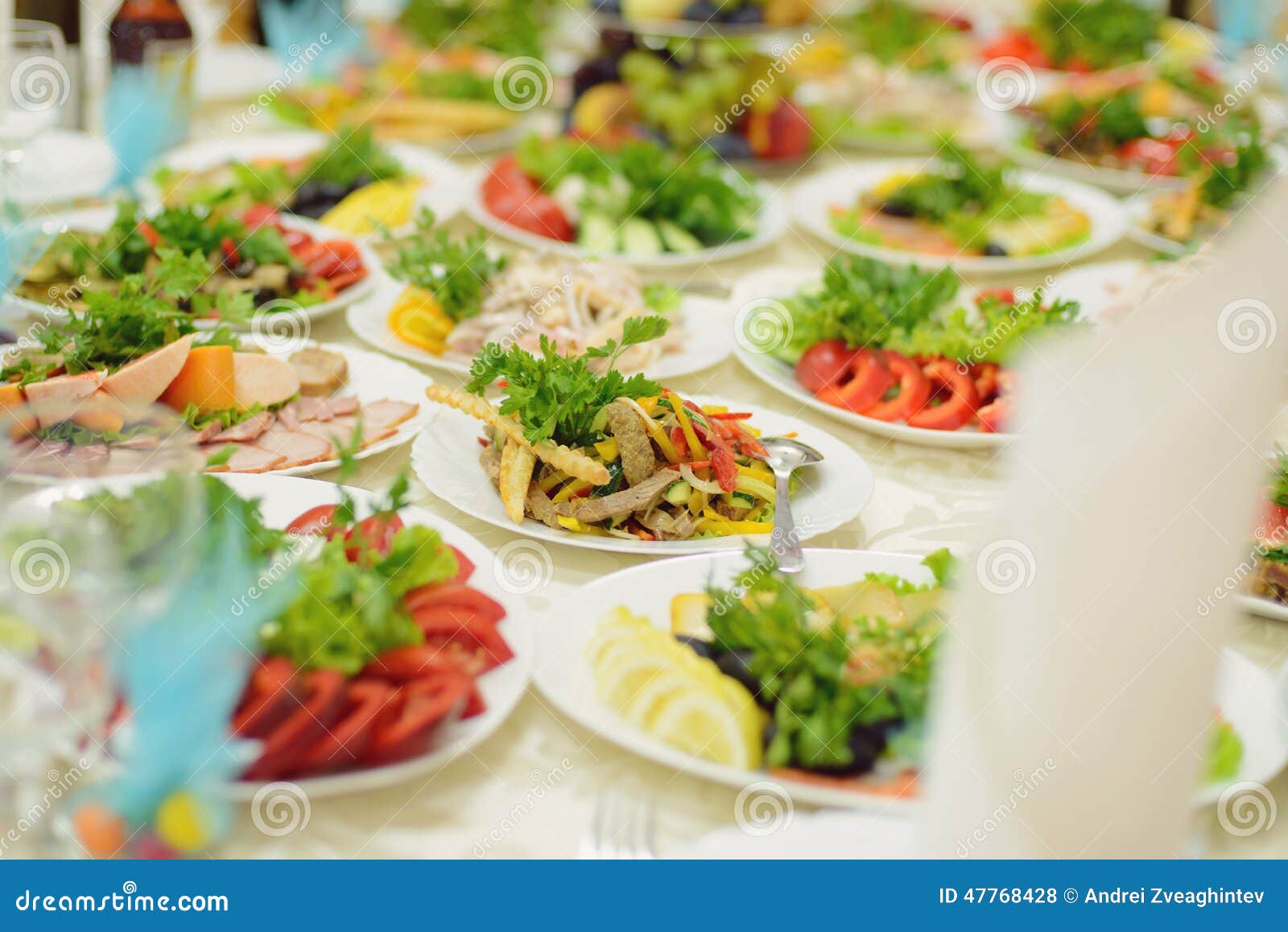 Salads on Table stock photo. Image of elegance, lifestyle - 47768428