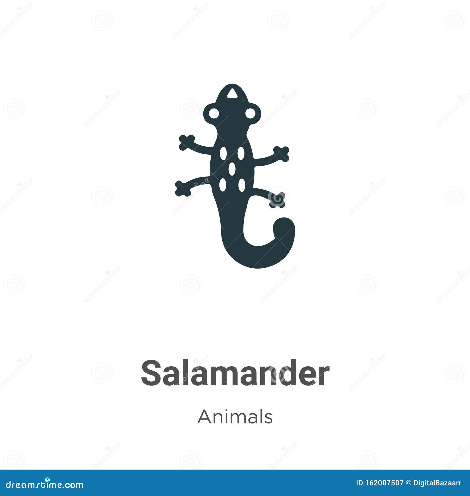 Salamander Vector Icon on White Background. Flat Vector Salamander Icon ...