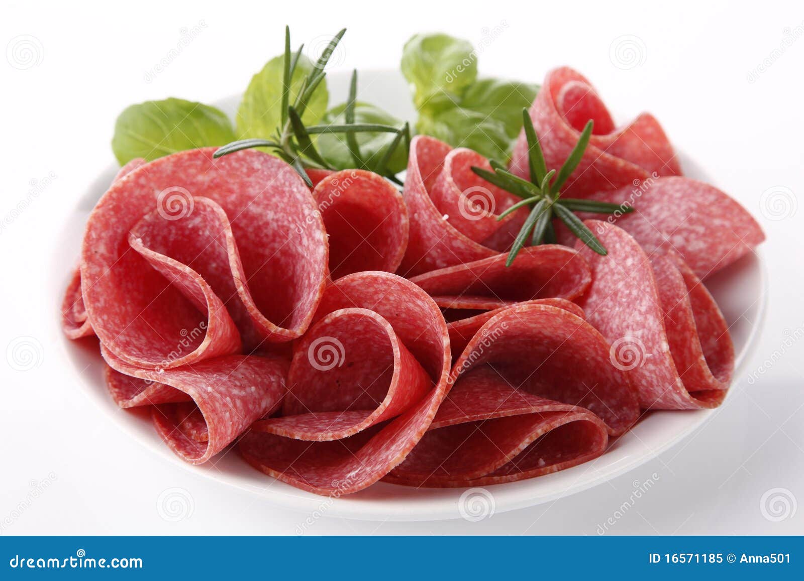 Salami stock image. Image of fork, herbs, tomato, slice - 16571185
