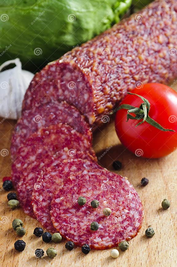 Salami stock photo. Image of garlic, food, still, traditional - 19520824