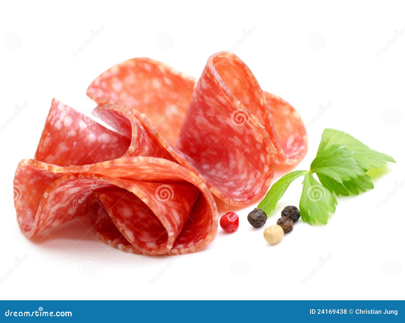 Salami foto de archivo. Imagen de hierba, carne, pimienta - 24169438