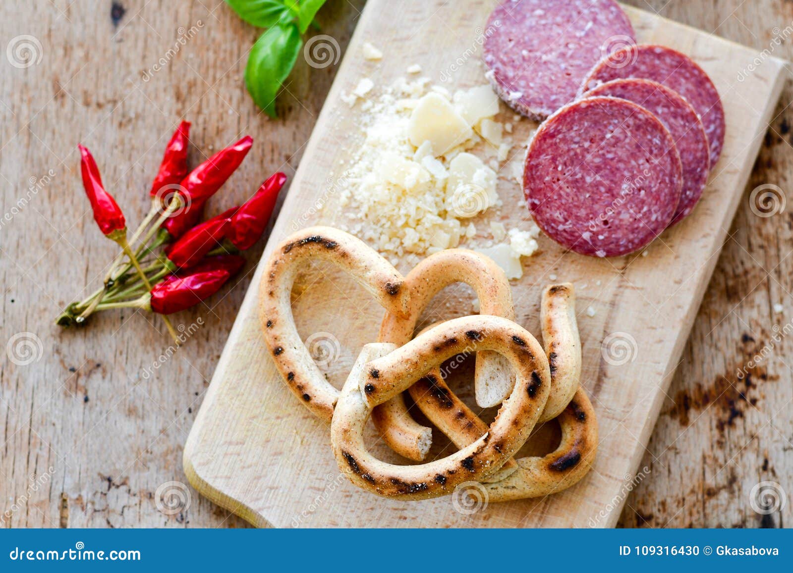 Salami and bread stock photo. Image of glass, bread - 109316430