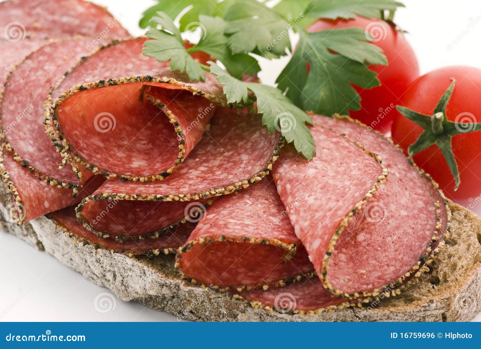 Salami-Brot stockfoto. Bild von platte, nahrung, pfeffer - 16759696