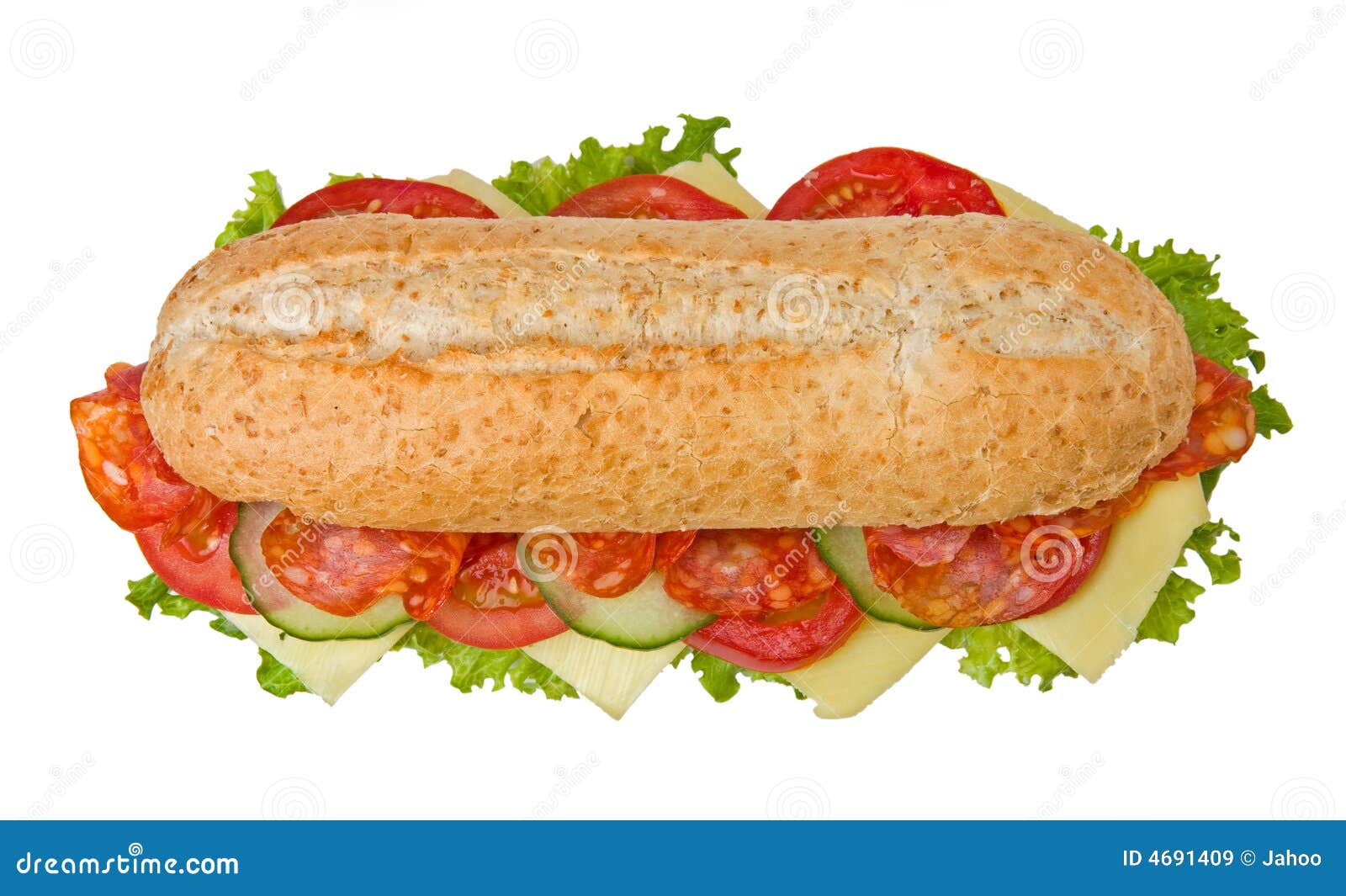 Salami Calabrese Sub, Top View, Isolated on White Stock Image - Image ...