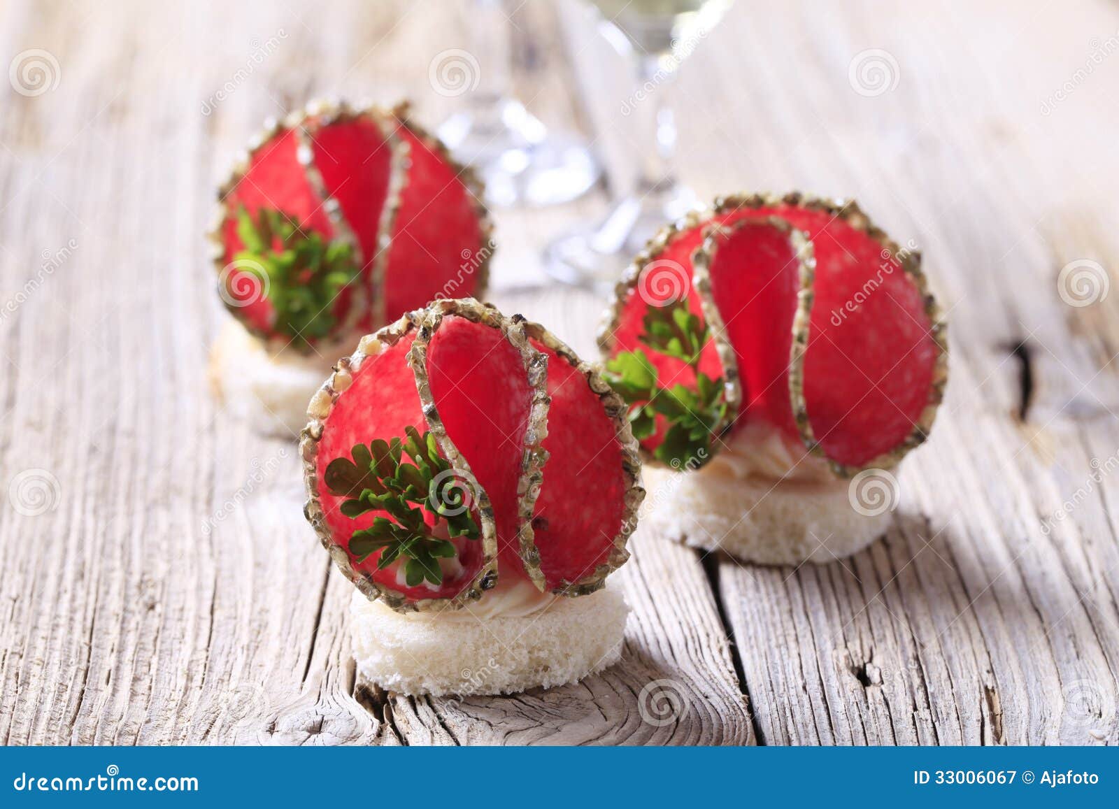Salami canapes stock image. Image of hors, salami, snack - 33006067