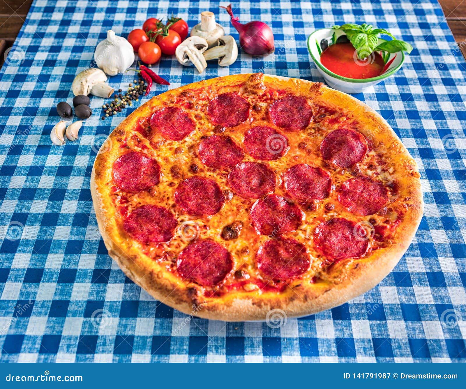 Italian Salami and Cheese Pizza Stock Image - Image of salami, gourmet ...