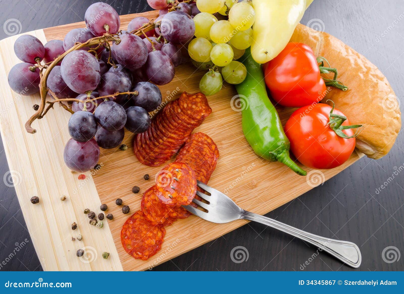 Salami, Grape and Vegetables Stock Image - Image of buffet, gelatin ...