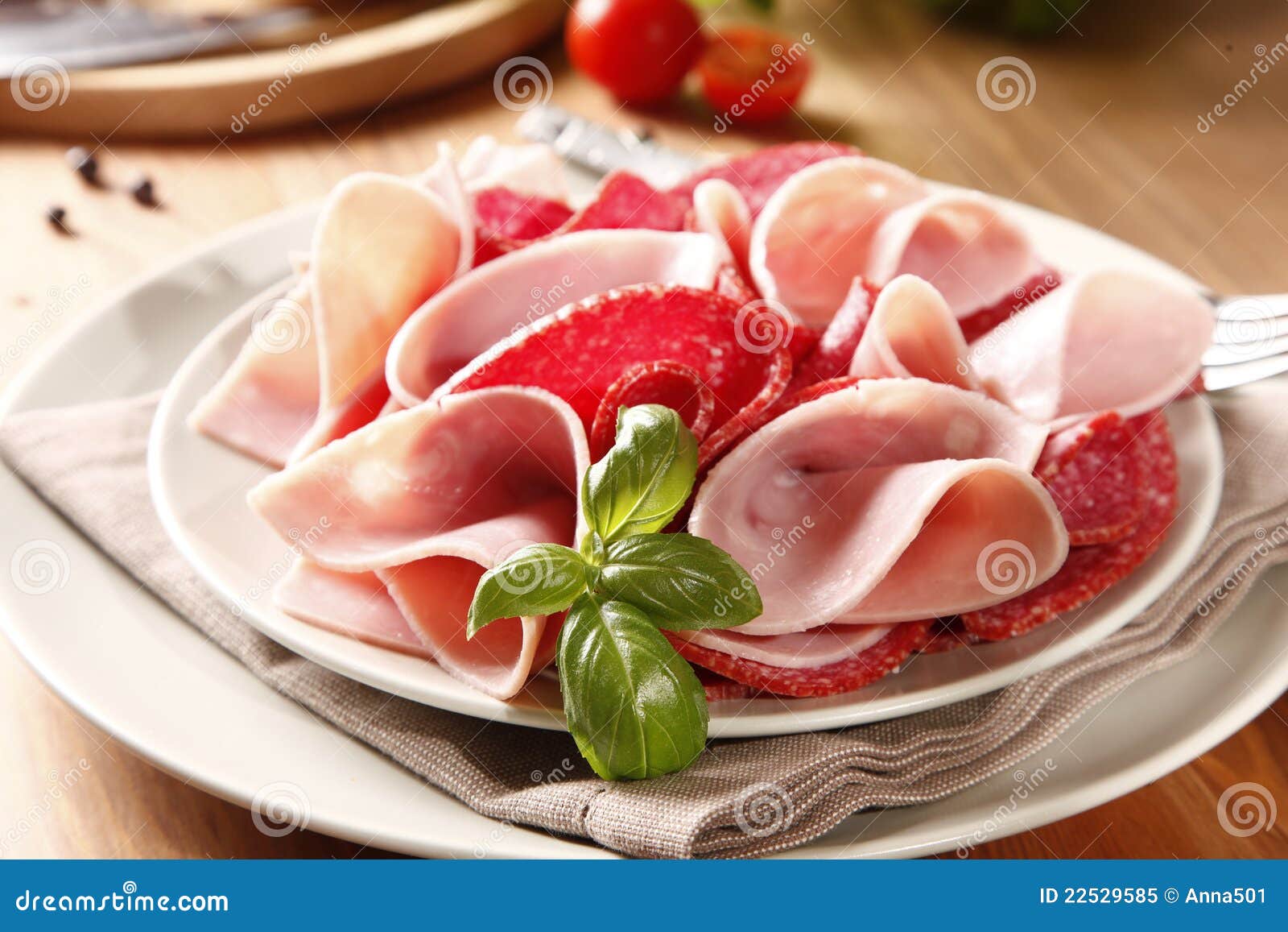 Salami and ham stock image. Image of meat, sandwich, salami - 22529585