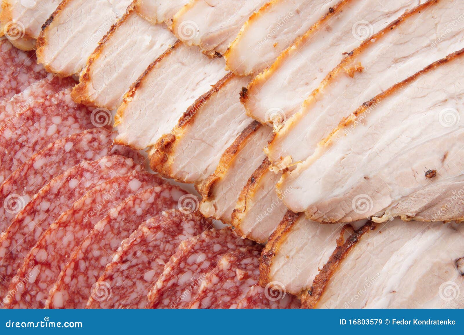 Salami and Ham Sliced in Thin Pieces Stock Image - Image of horizontal ...