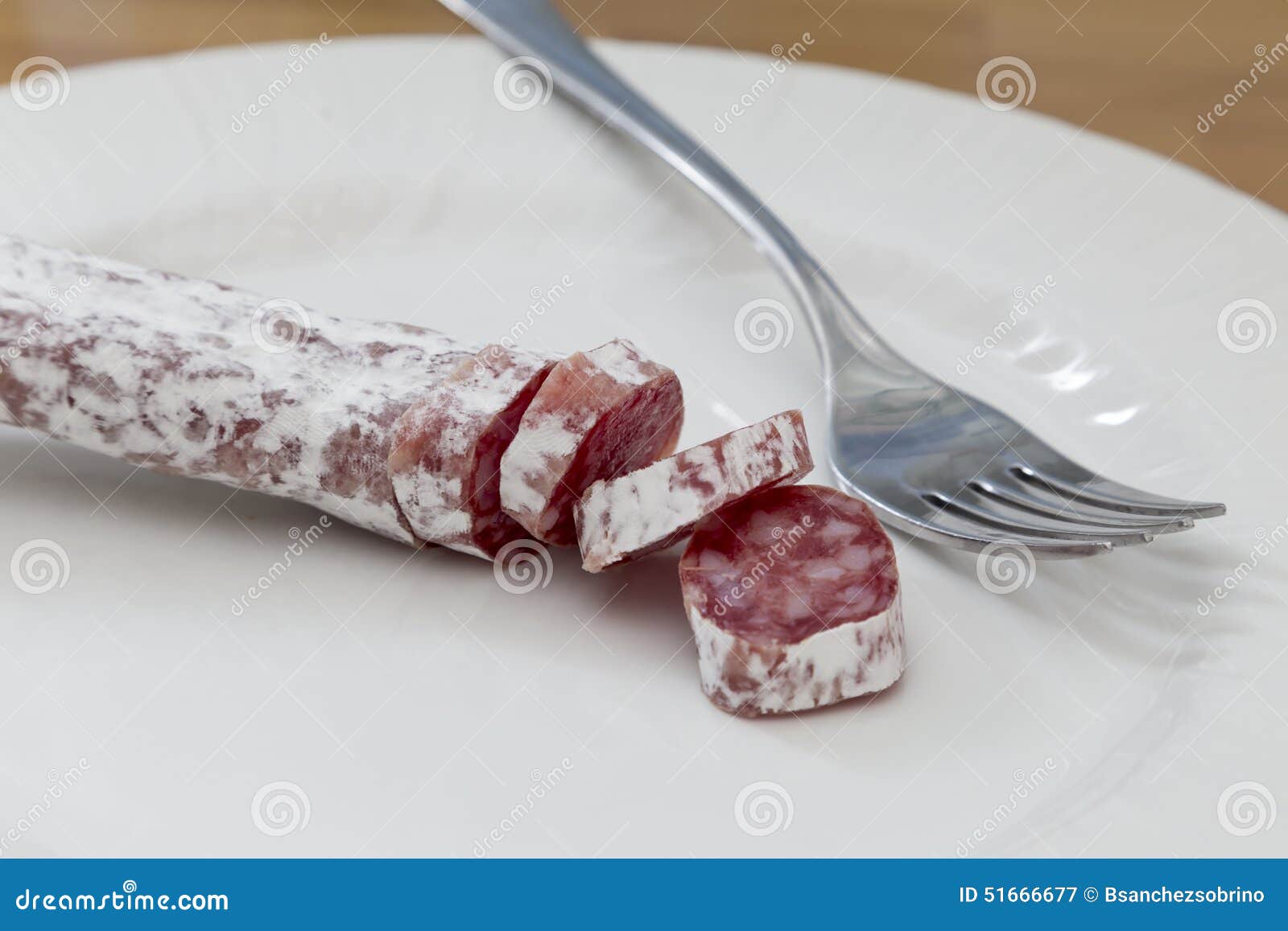 Salami party and fork stock image. Image of snack, food - 51666677