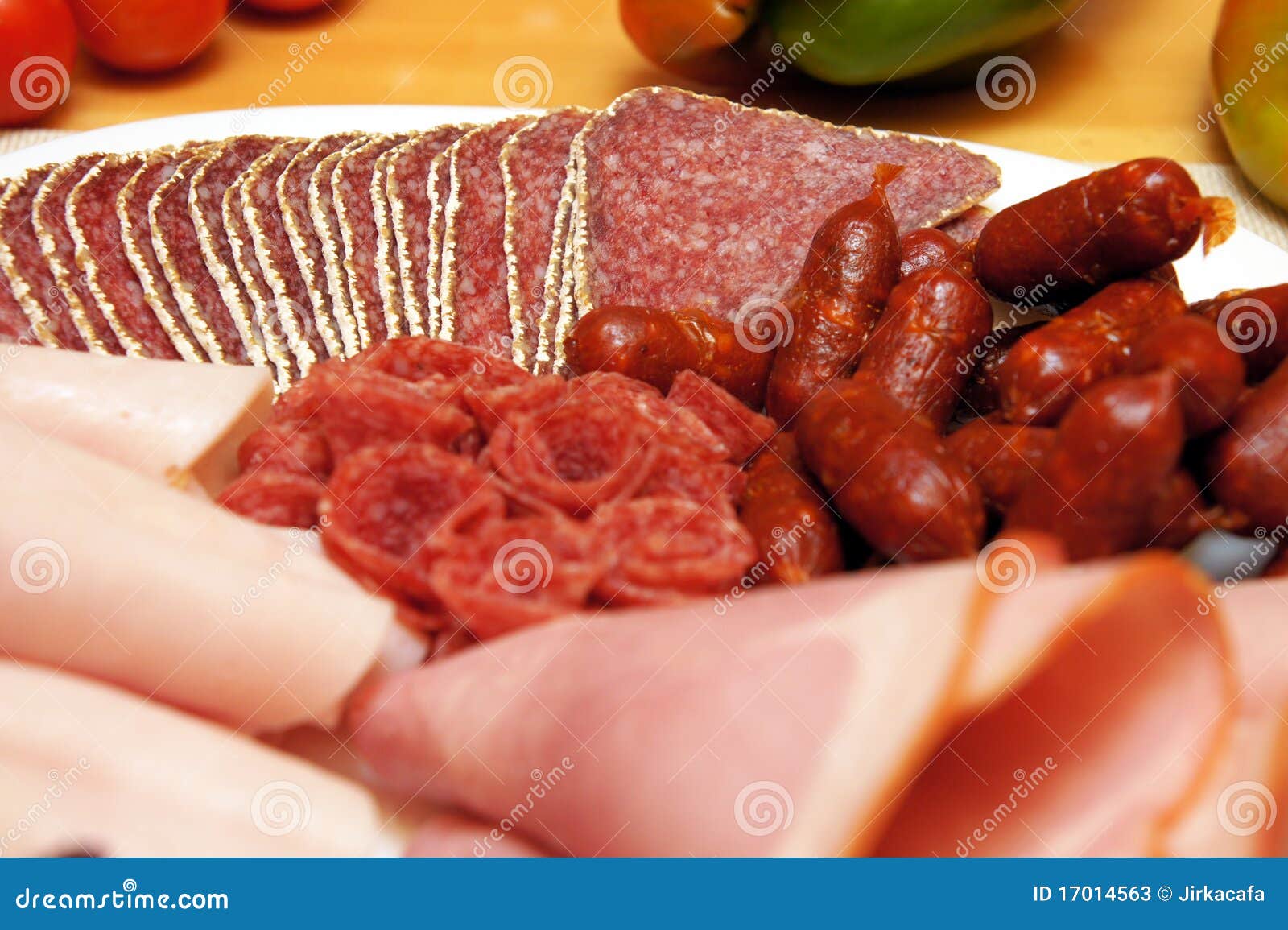 Salami plate stock image. Image of plate, salami, sausages - 17014563