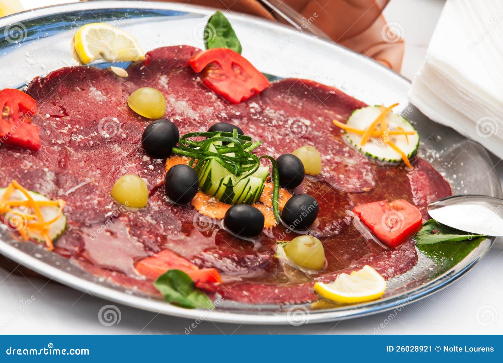 Salami plate stock image. Image of cold, meal, plate - 26028921