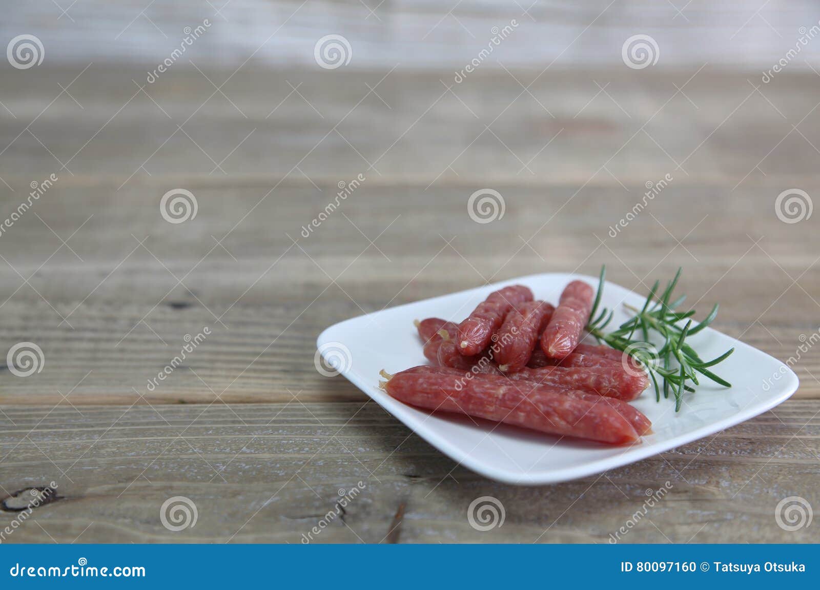 Salami on a plate stock photo. Image of cooking, plate - 80097160