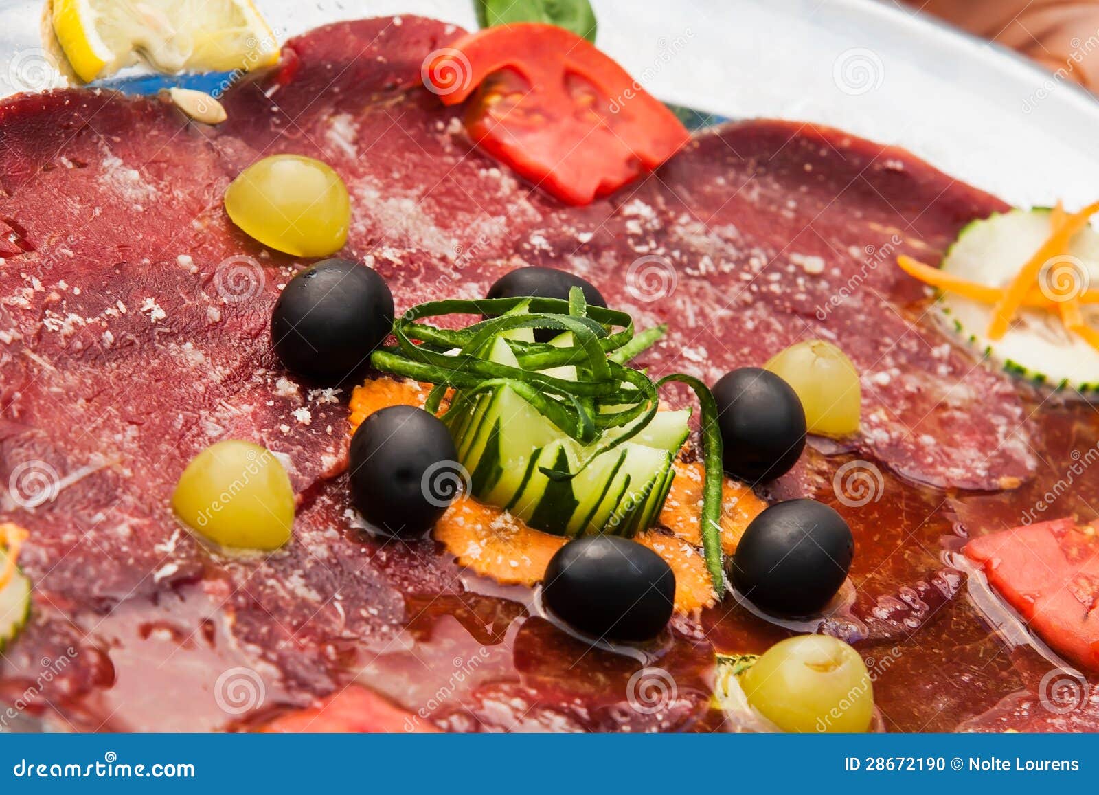 Salami platter stock photo. Image of plate, nutrition - 28672190
