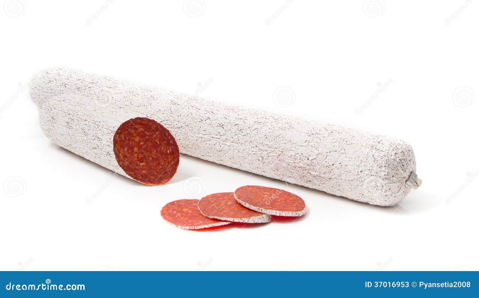 Salami with red hot pepper stock image. Image of snack - 37016953