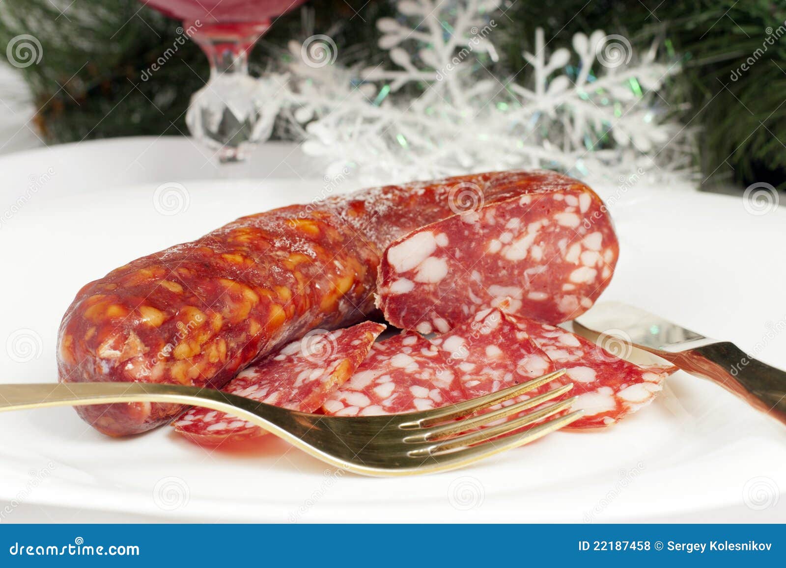 Salami sausage stock photo. Image of pine, food, gastronomy - 22187458