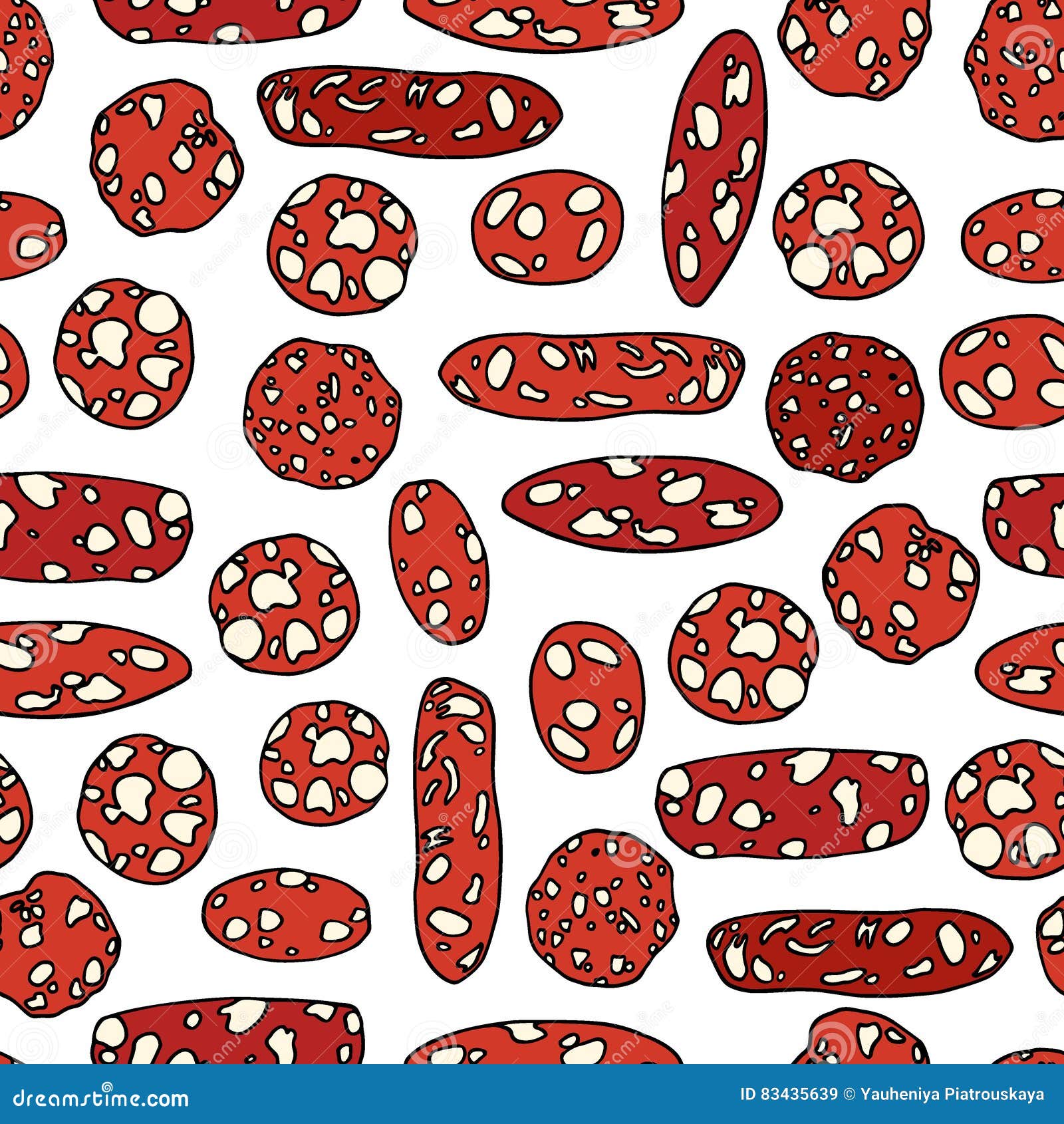 Salami seamless pattern stock vector. Illustration of shop - 83435639