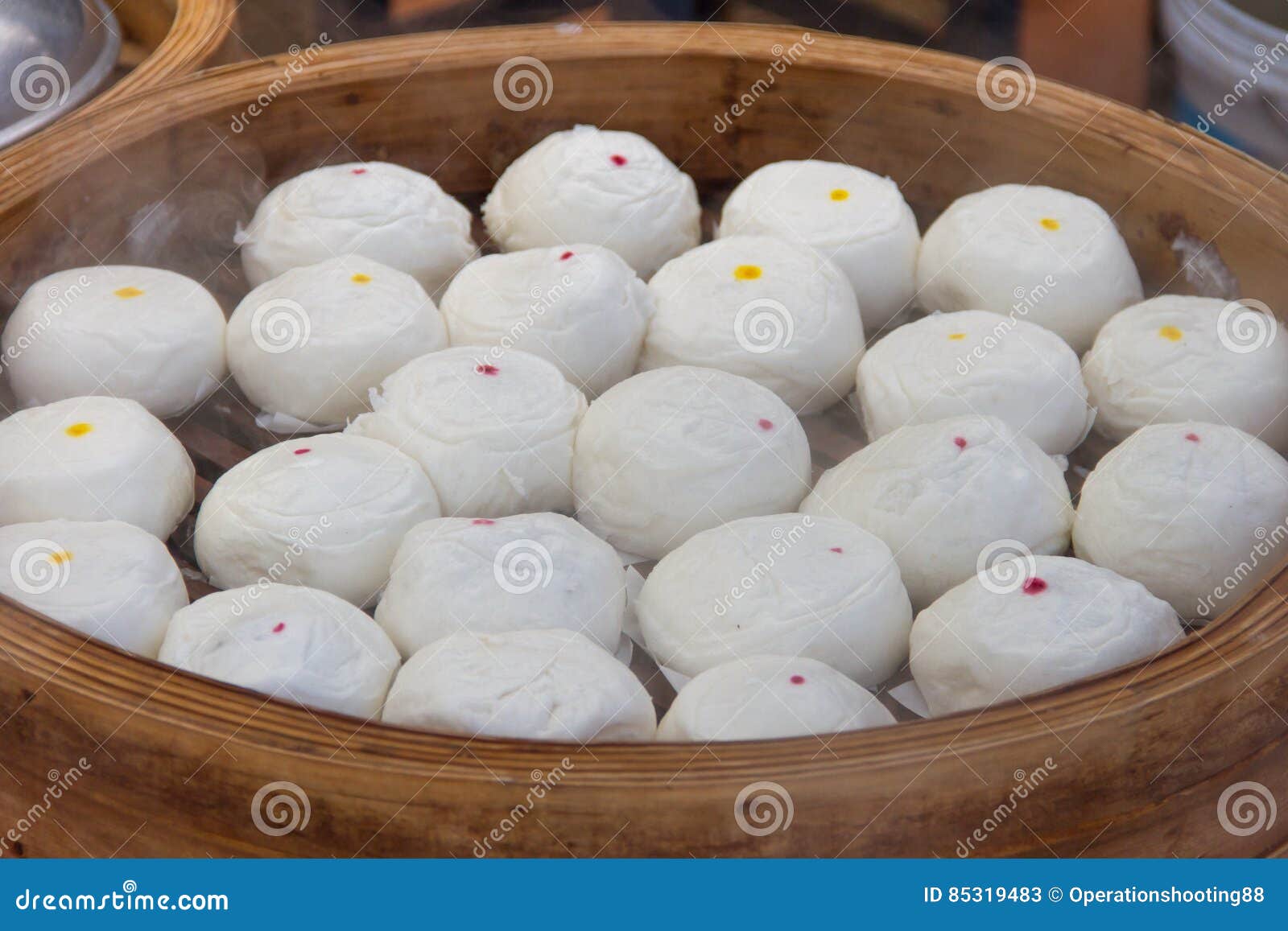 Salapao in steamer stock image. Image of pork, filled - 85319483