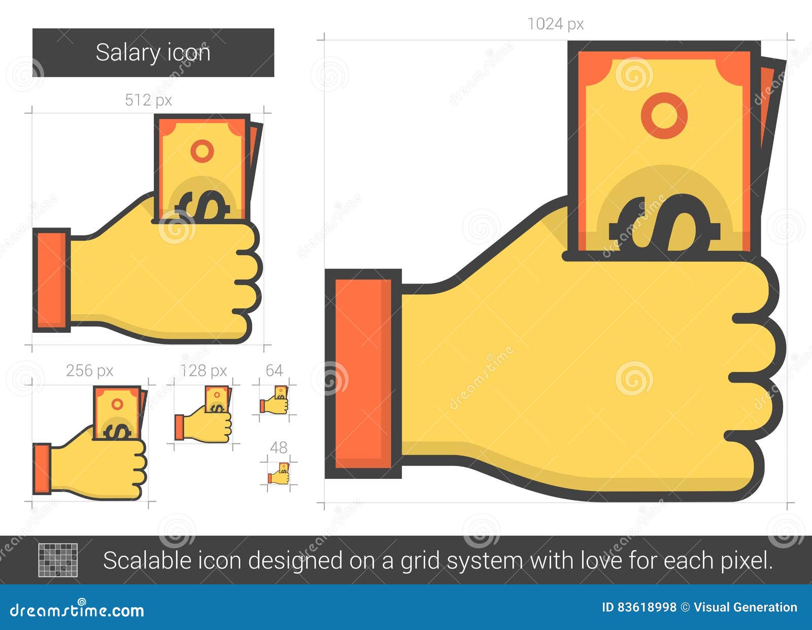 Salary line icon. stock vector. Illustration of black - 83618998