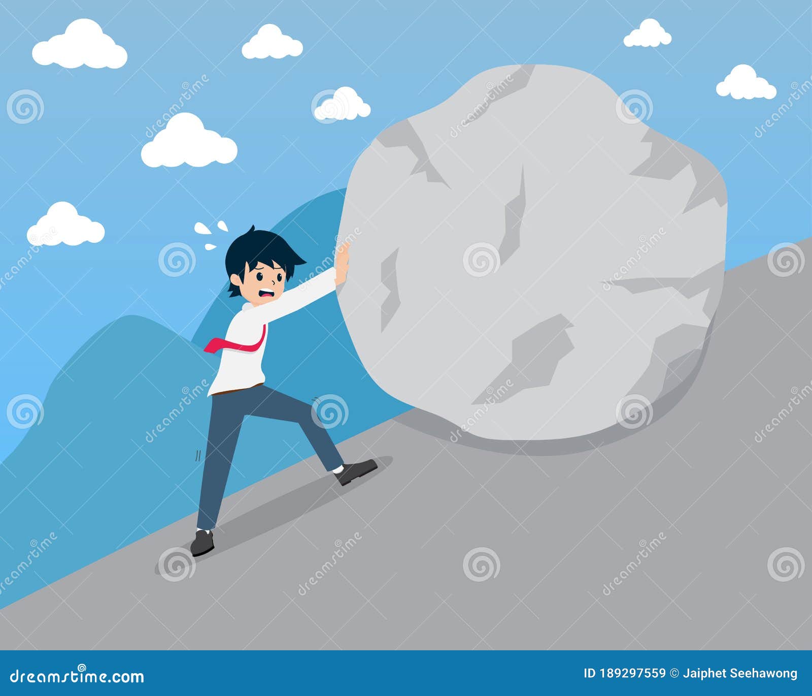 Giant Stone Colossus Cartoon Illustration, Petrified Giant ...