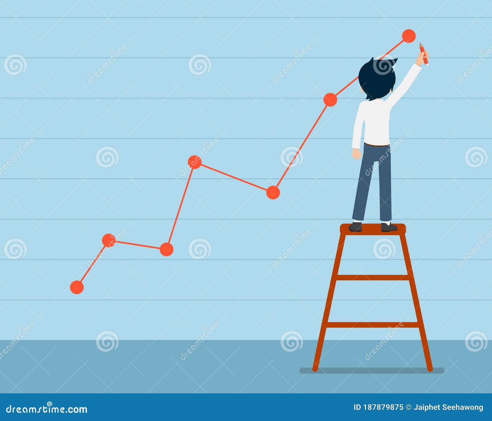 Salary Man Successfully Drawing the Graph at the Highest Point Stock ...