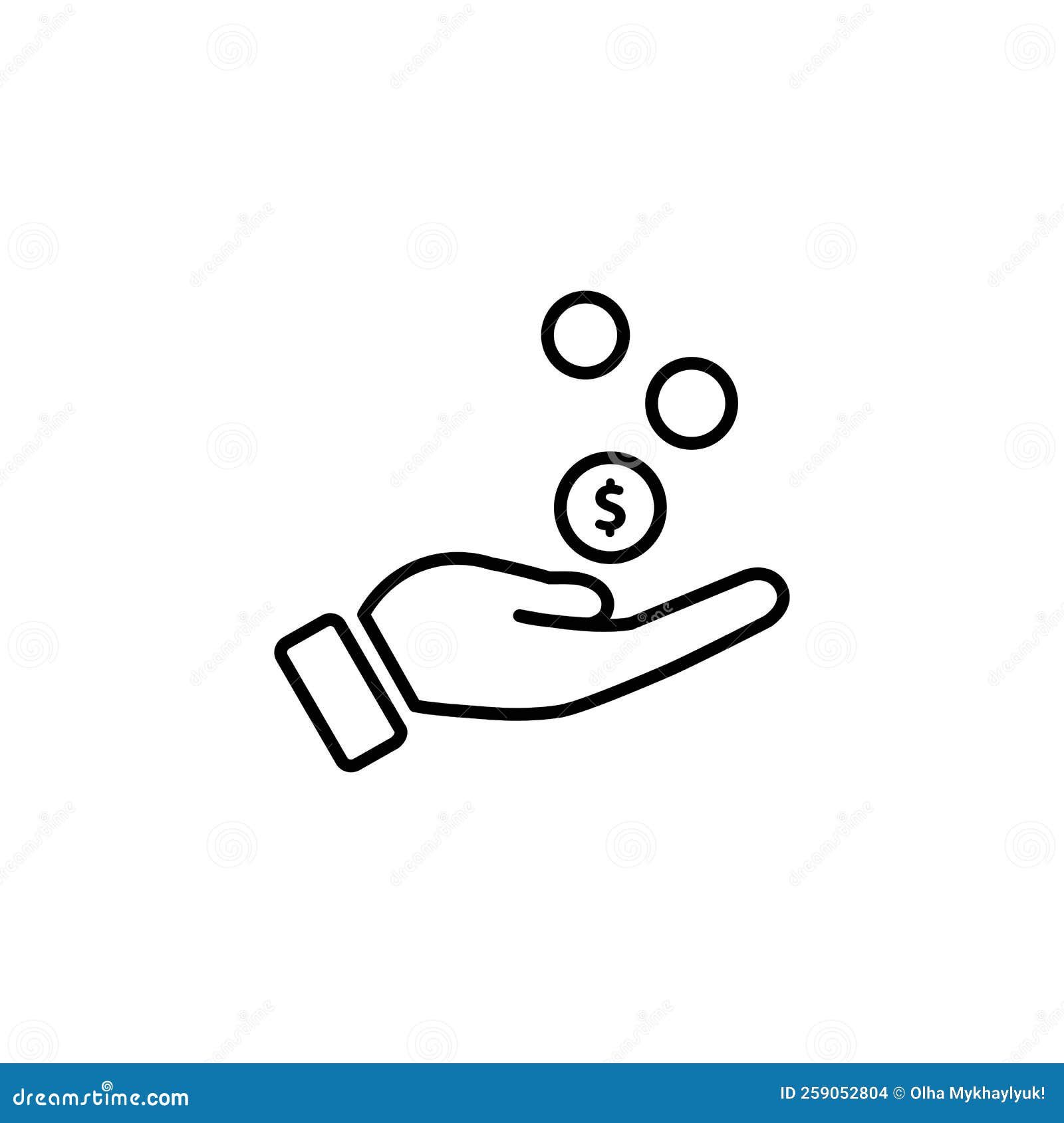 Salary Money Vector Icon, Hand Symbol. Simple, Flat Design for Web or ...