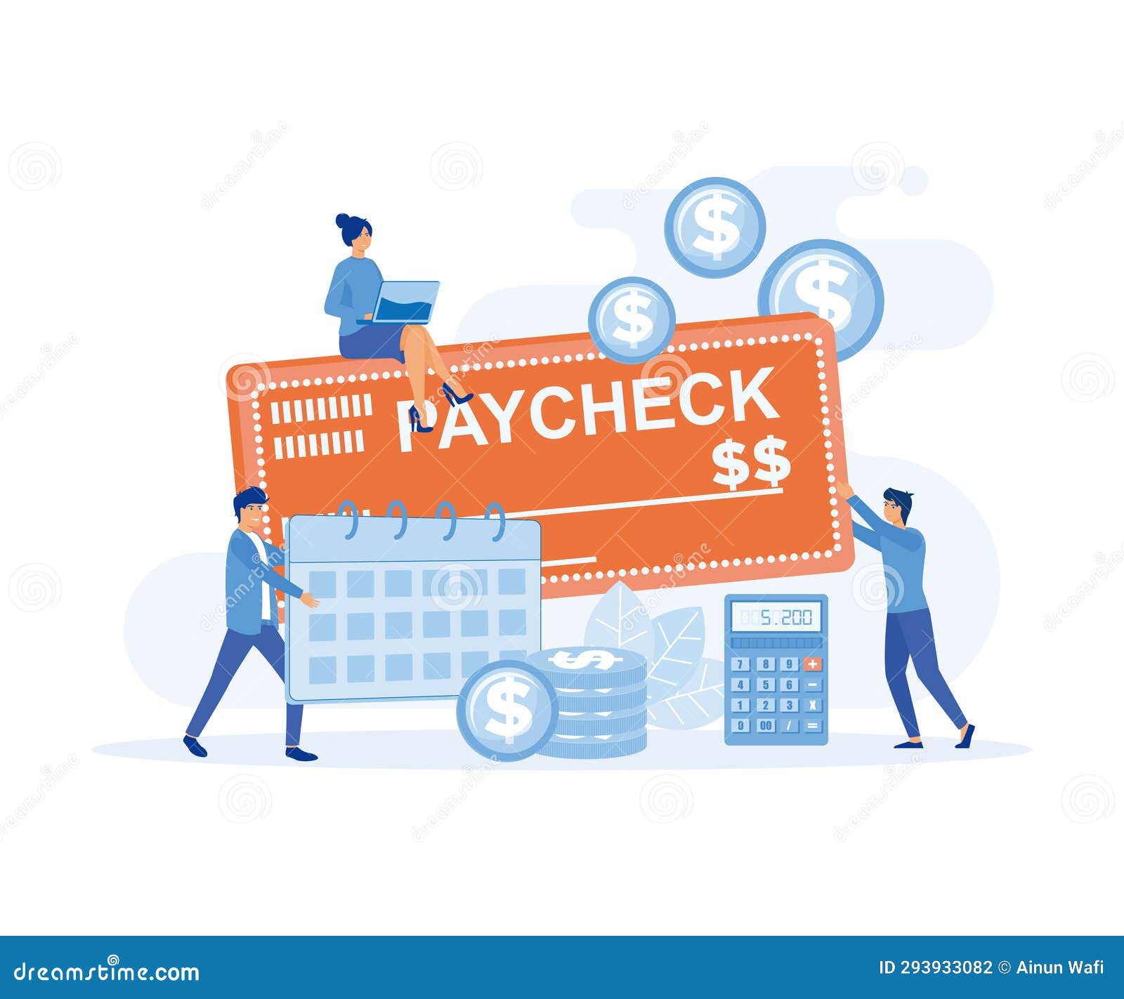 Salary and Payroll Concept, Employees and Calendar with Payday and a ...