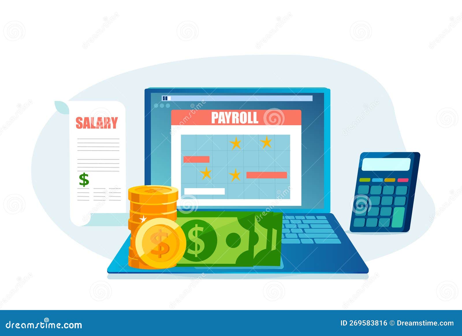 Vector of a Computer with an Online Payroll Software Stock Vector ...