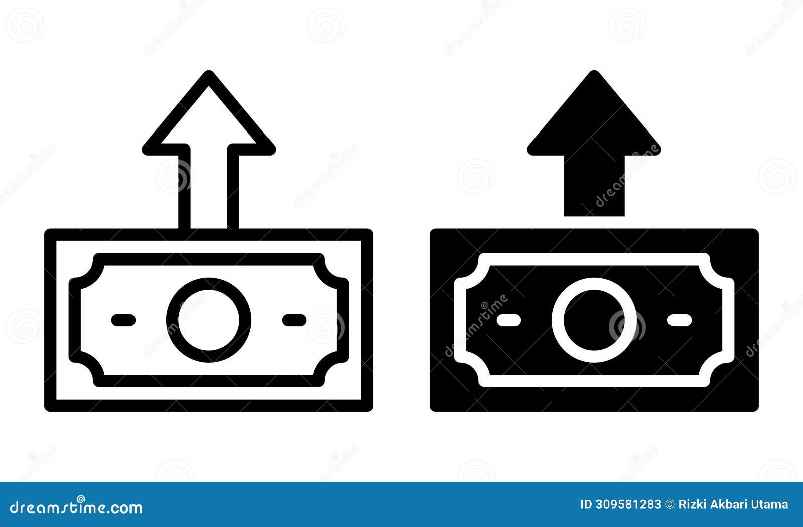 Salary Raise Icon with Outline and Glyph Style. Stock Vector ...