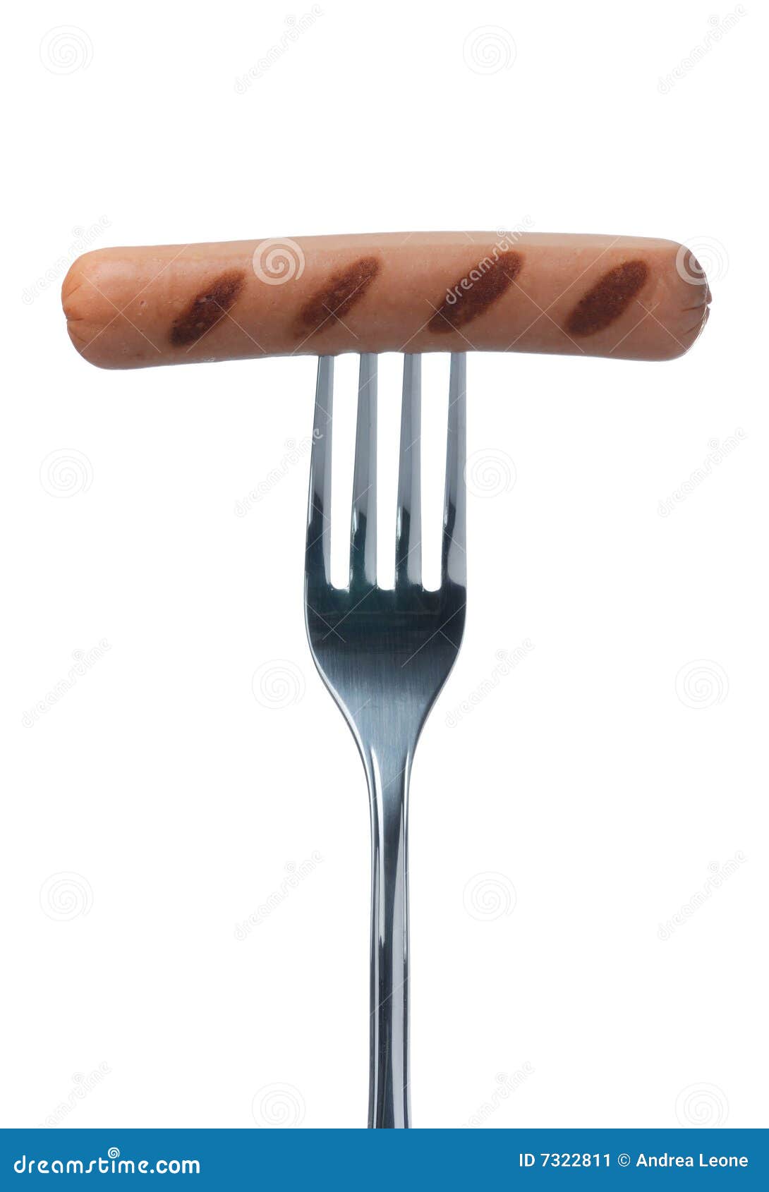 Salchicha Asada a La Parilla En Fork Imagen de archivo - Imagen de ...