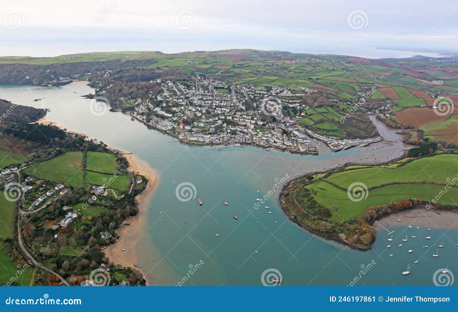 Salcombe on the Kingsbridge Estuary, Devon Stock Image - Image of lake ...