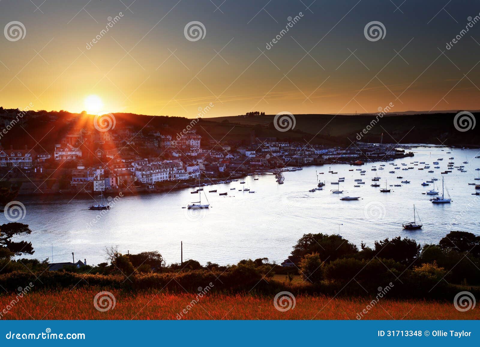 Salcombe Sunset Devon England Stock Photo - Image of sand, coastline ...