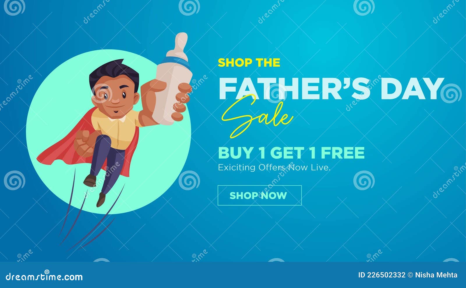 Banner Design of Happy Father`s Day Discount on All Products Cartoon ...