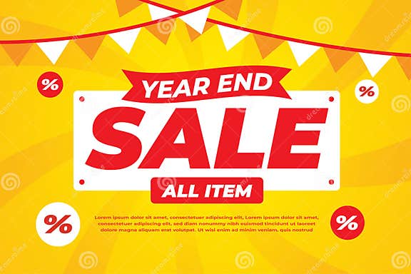 Year End Sale Promotion Discount Banner Stock Vector - Illustration of ...