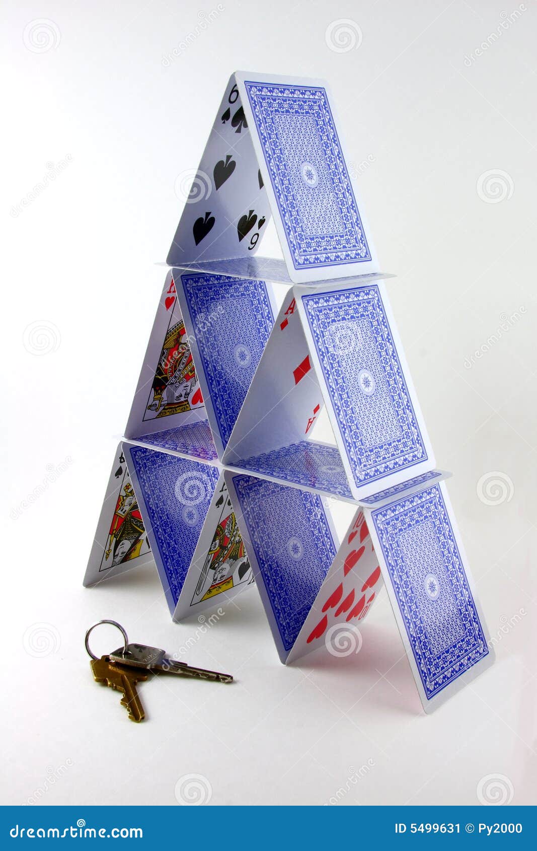 Card tower and set of keys stock image. Image of tower - 5499631