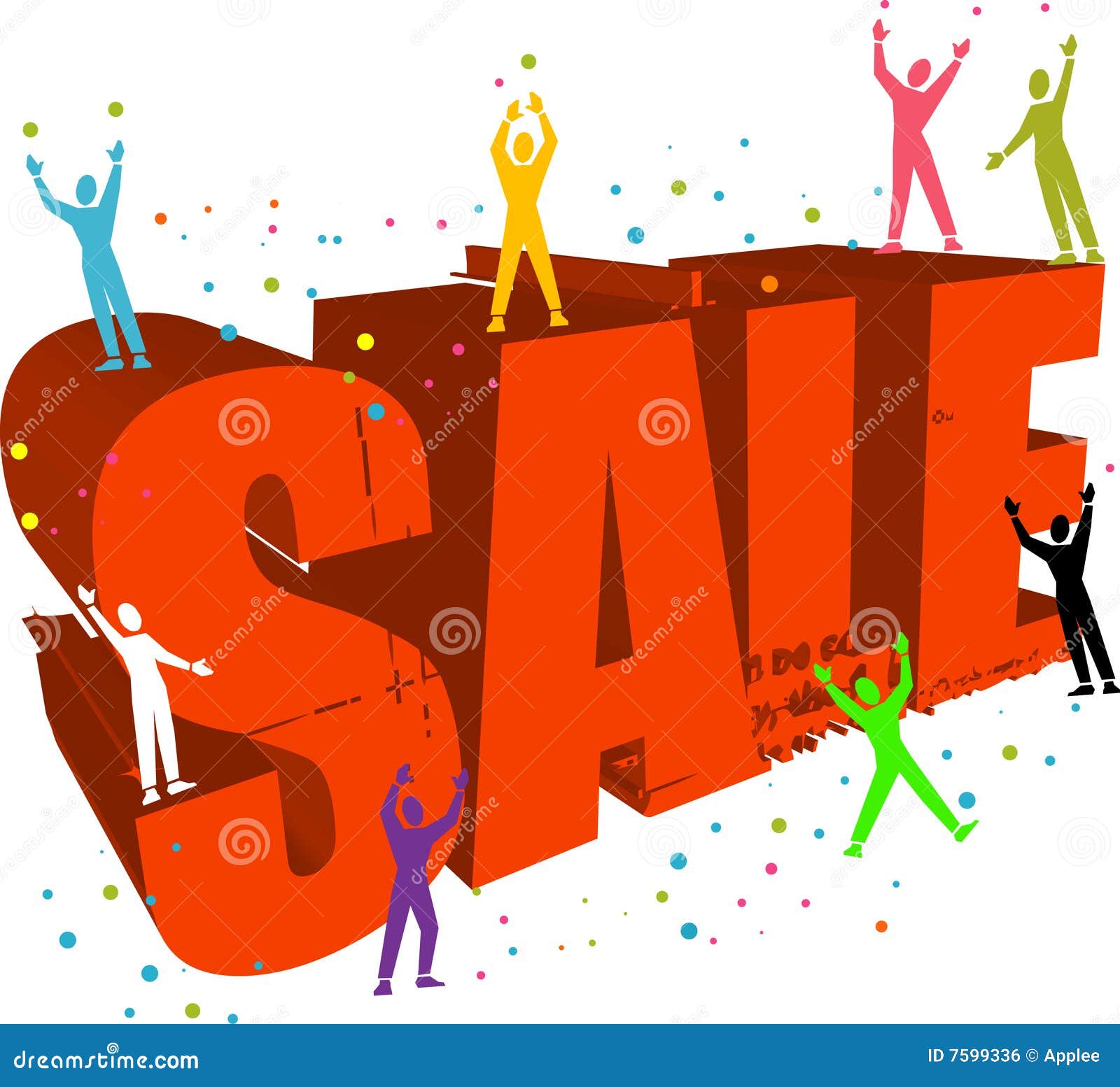 Sale Logo with People Celebrating Stock Vector - Illustration of drawn ...