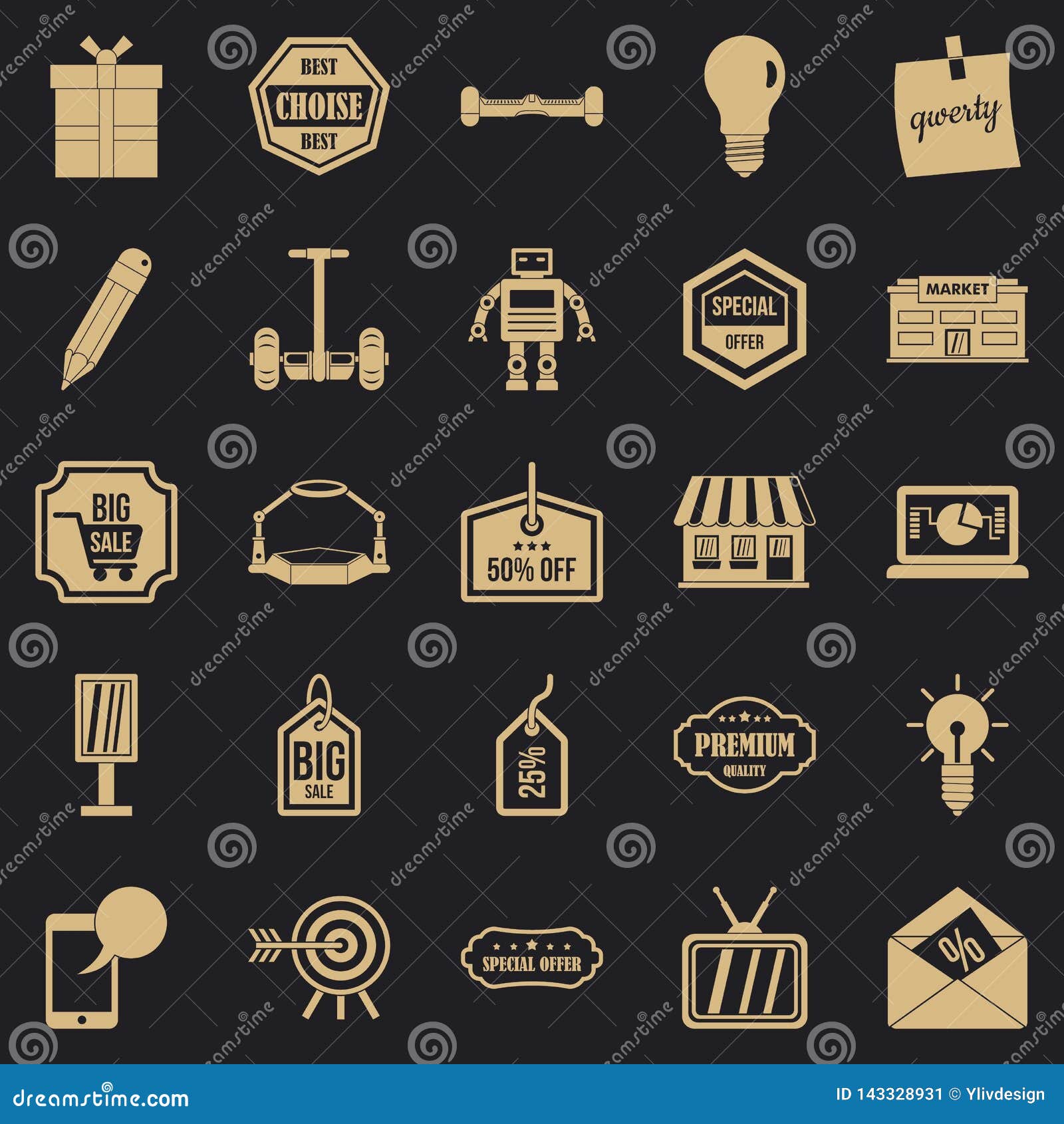 Sale of Advertising Icons Set, Simple Style Stock Vector - Illustration ...